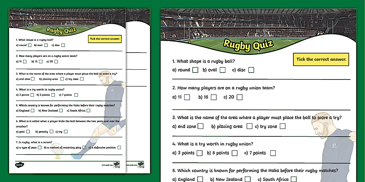 Rugby General Knowledge Paper Quiz (teacher made) - Twinkl