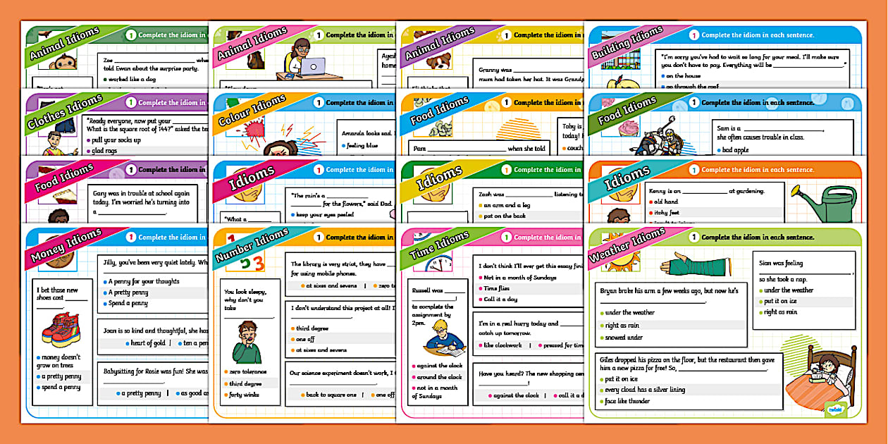 Idioms Complete the Sentences Pack (teacher made) - Twinkl