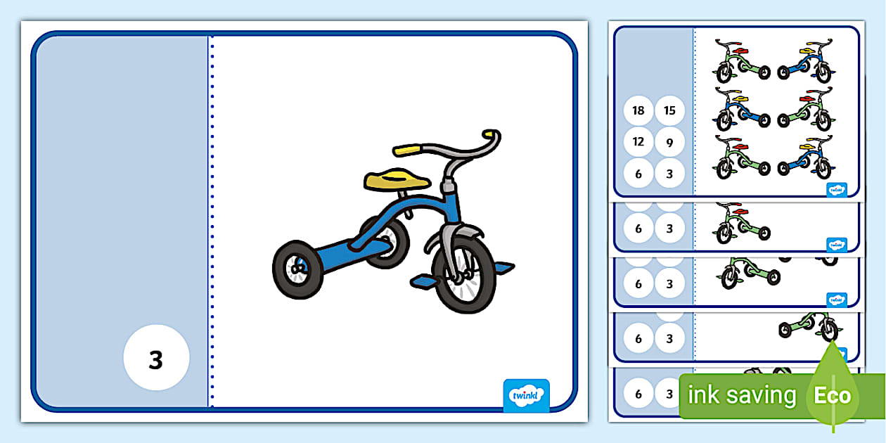 Counting in 3s Tricycle-Themed Display Posters - Twinkl