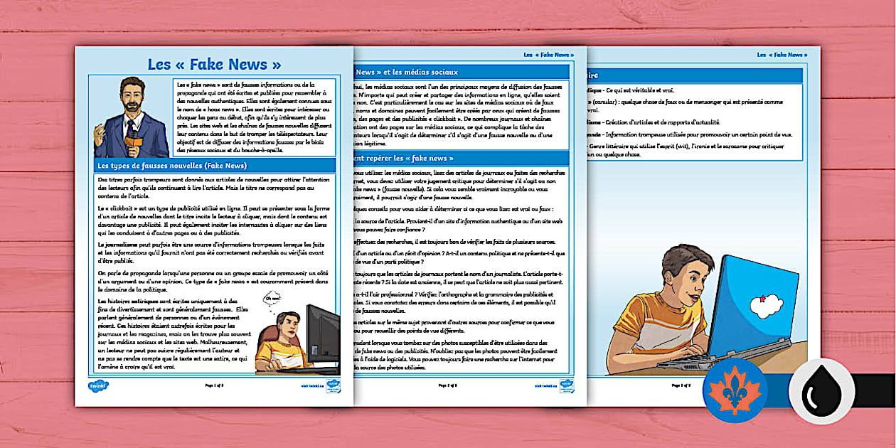 Fake News Reading Comprehension French (teacher made)