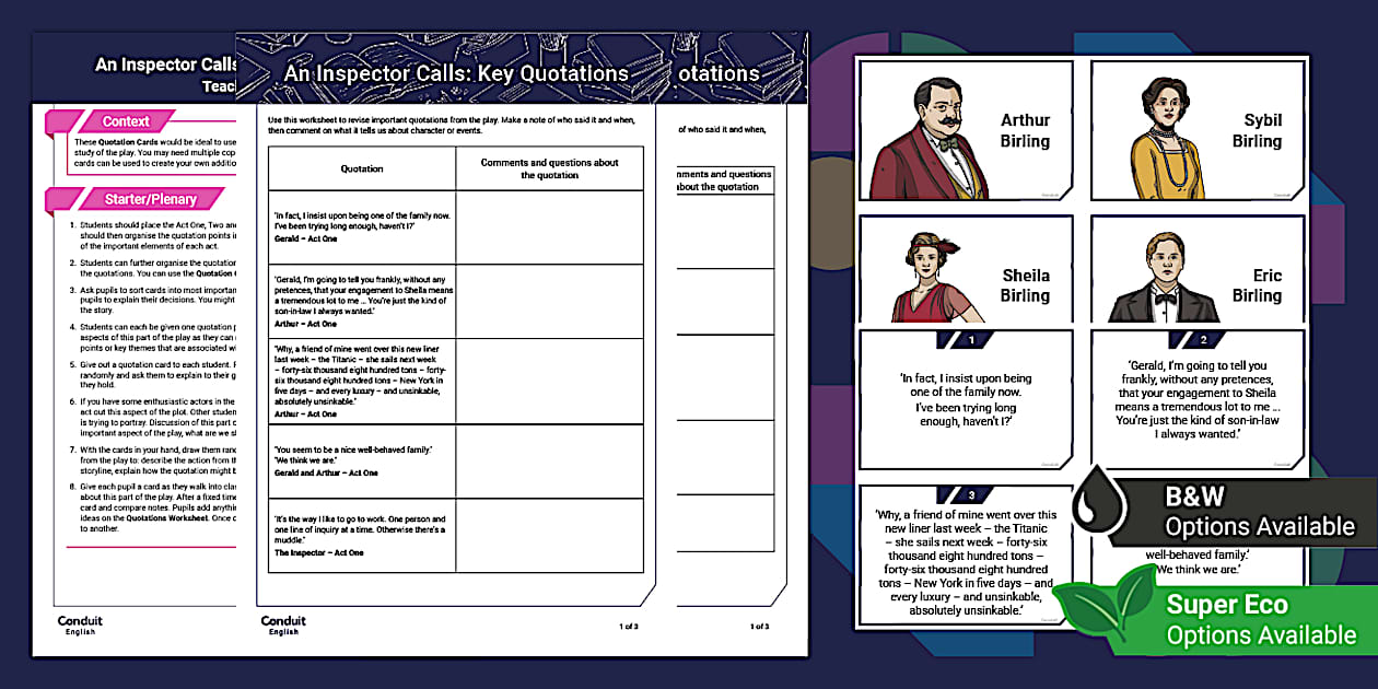 An Inspector Calls: Key Quotations Pack (Teacher-Made)