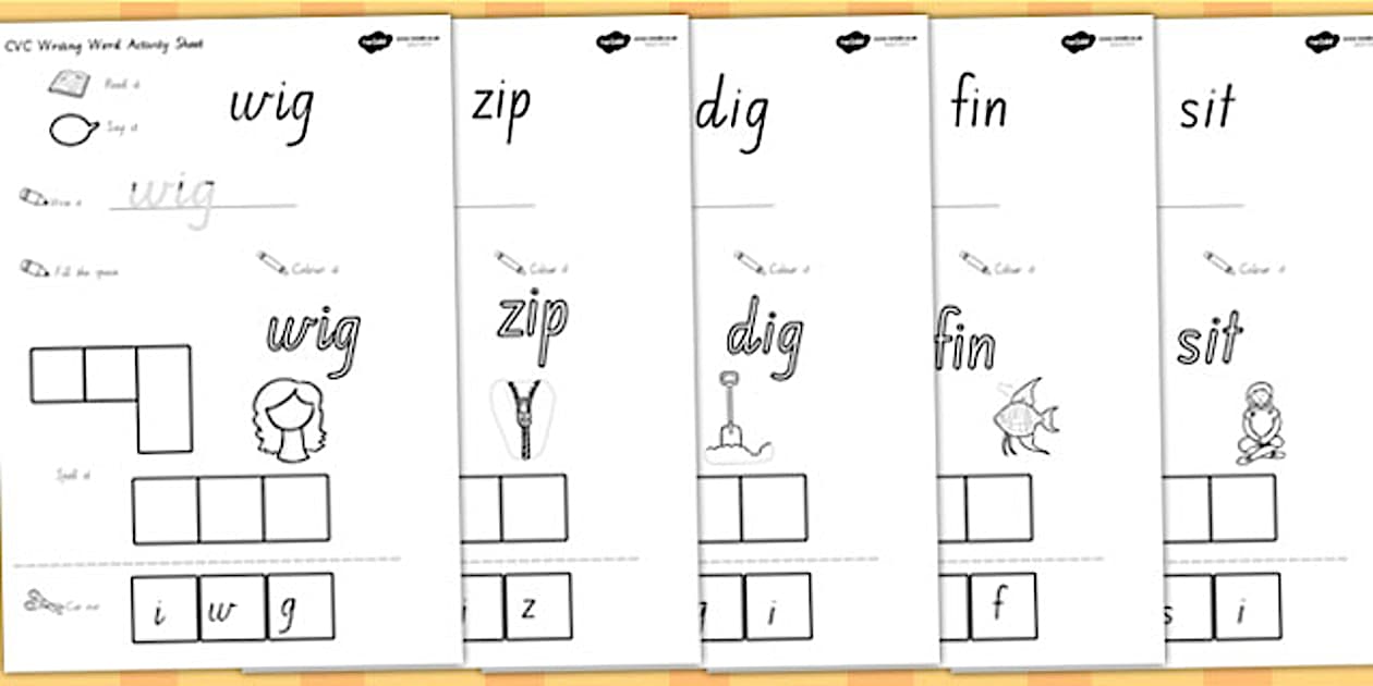 TAS CVC Writing Word Worksheets I (professor feito) - Twinkl