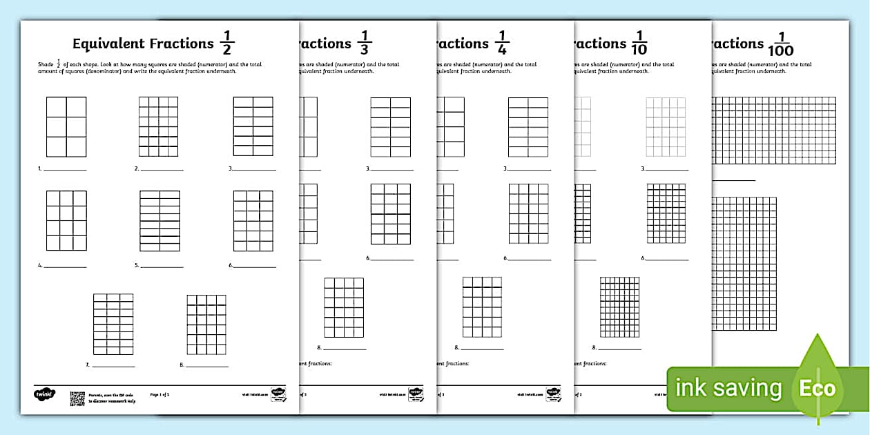 Equivalent Fractions Worksheets & Activities (teacher made)