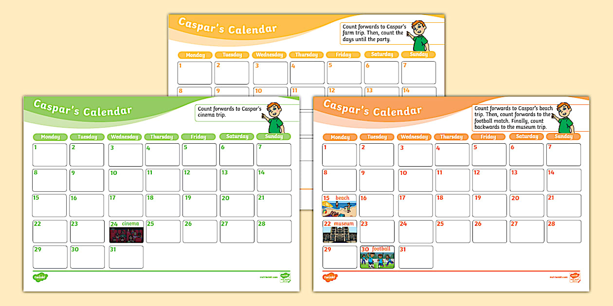 👉 Caspar's Calendar Verbal Counting Patterns Activity | Twinkl