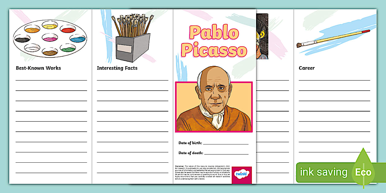 Pablo Picasso Leaflet Template (teacher made) - Twinkl