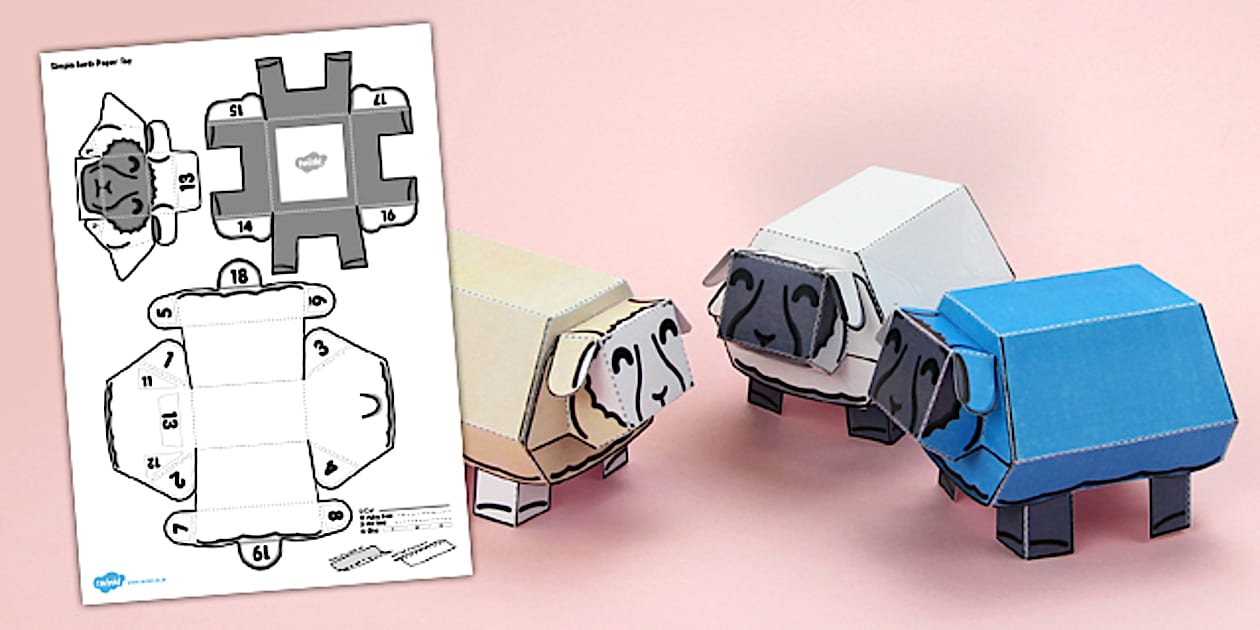 Simple 3D Sheep Paper Toy Printable Activity - Twinkl