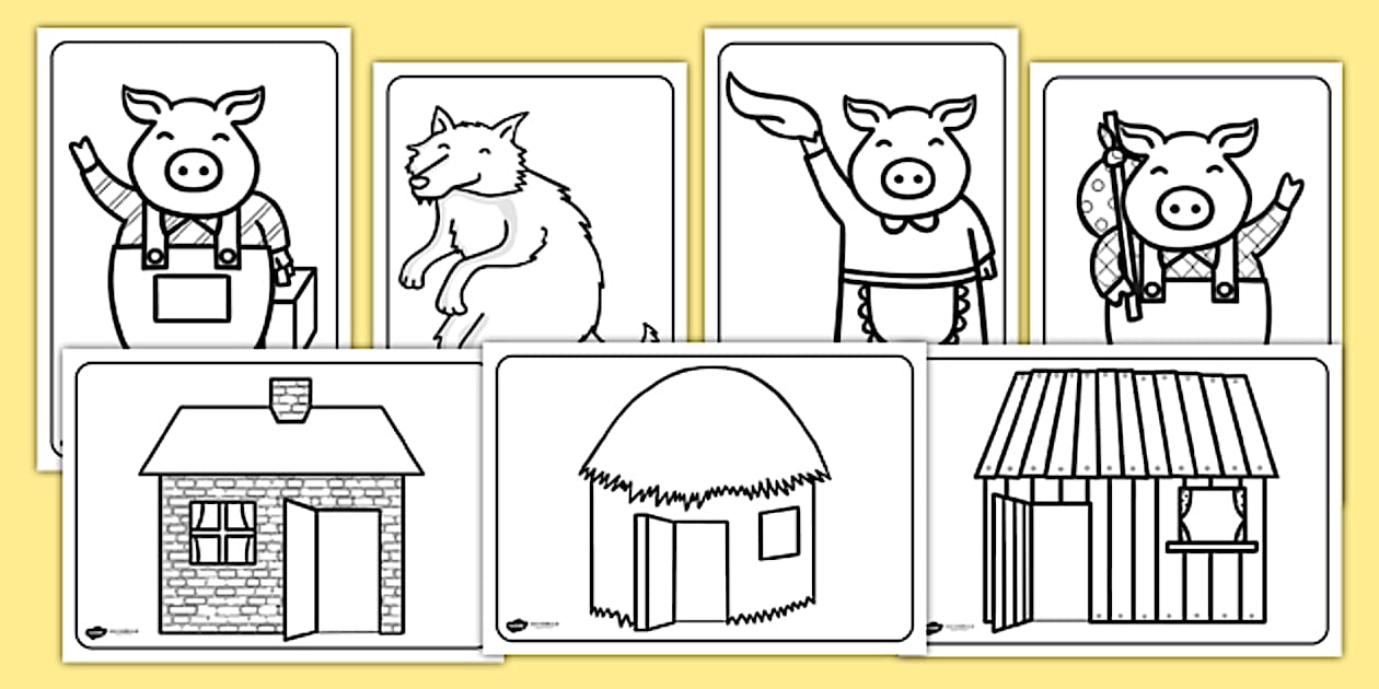 Three Little Pigs Coloring | Resource | Twinkl USA - Twinkl