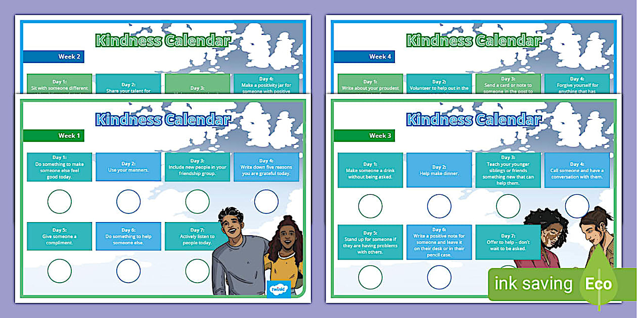 OL: Random Acts of Kindness Week: Kindness Calendar - Twinkl