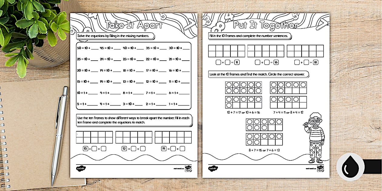 Composing and Decomposing Numbers Worksheet - Twinkl