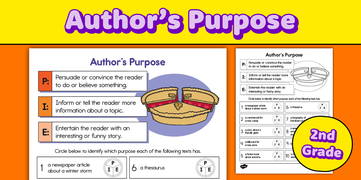 P.I.E Authors Purpose Worksheet for Kids | Twinkl USA