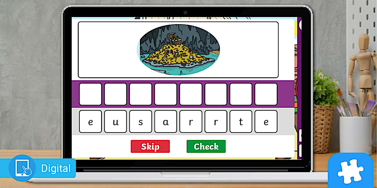 Pirates Themed Fun Interactive Anagram Puzzle Game - Twinkl
