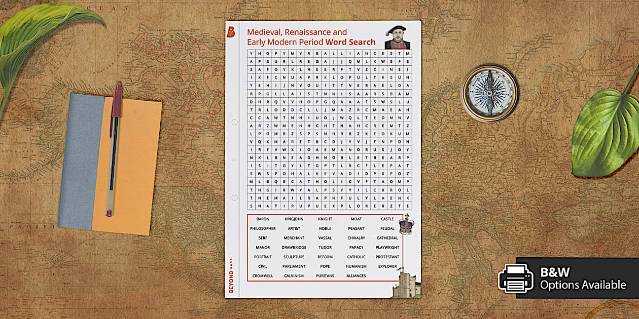 Medieval, Renaissance and Early Modern Period Word Search
