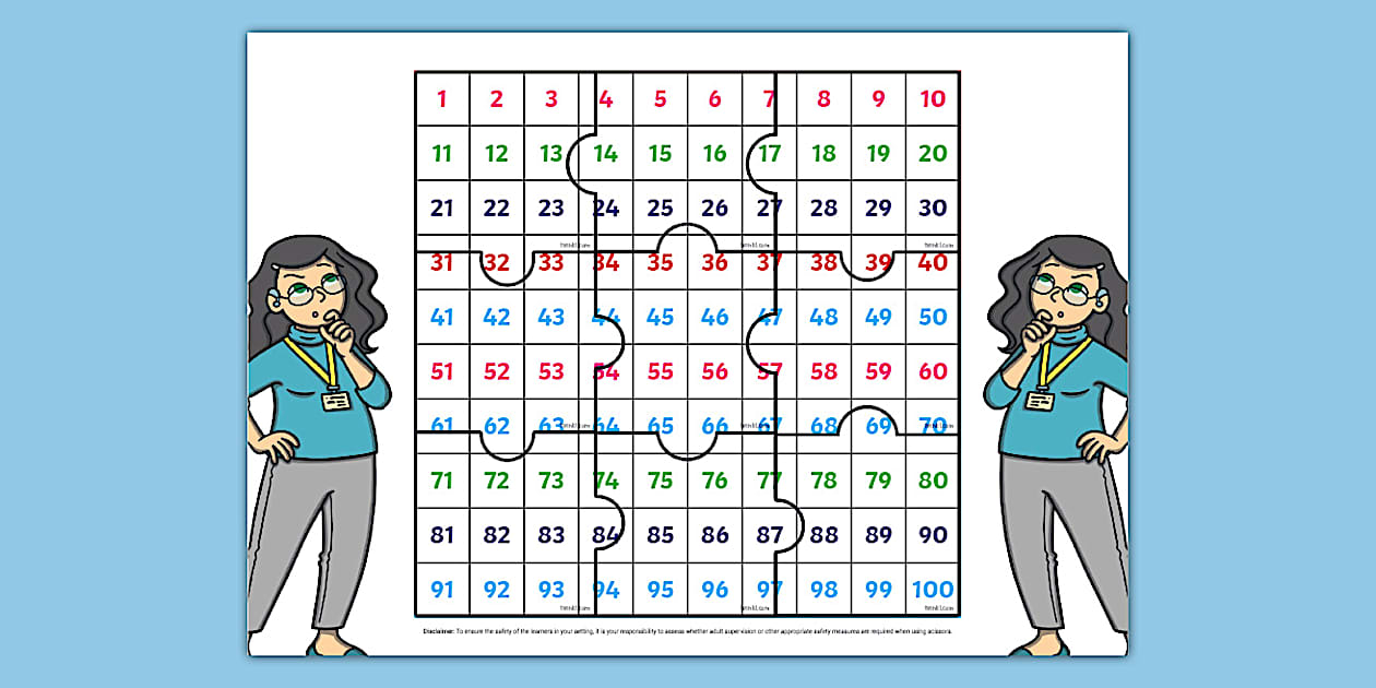 👉 Jigsaw Puzzle: Numbers to 100 (Teacher-Made) - Twinkl