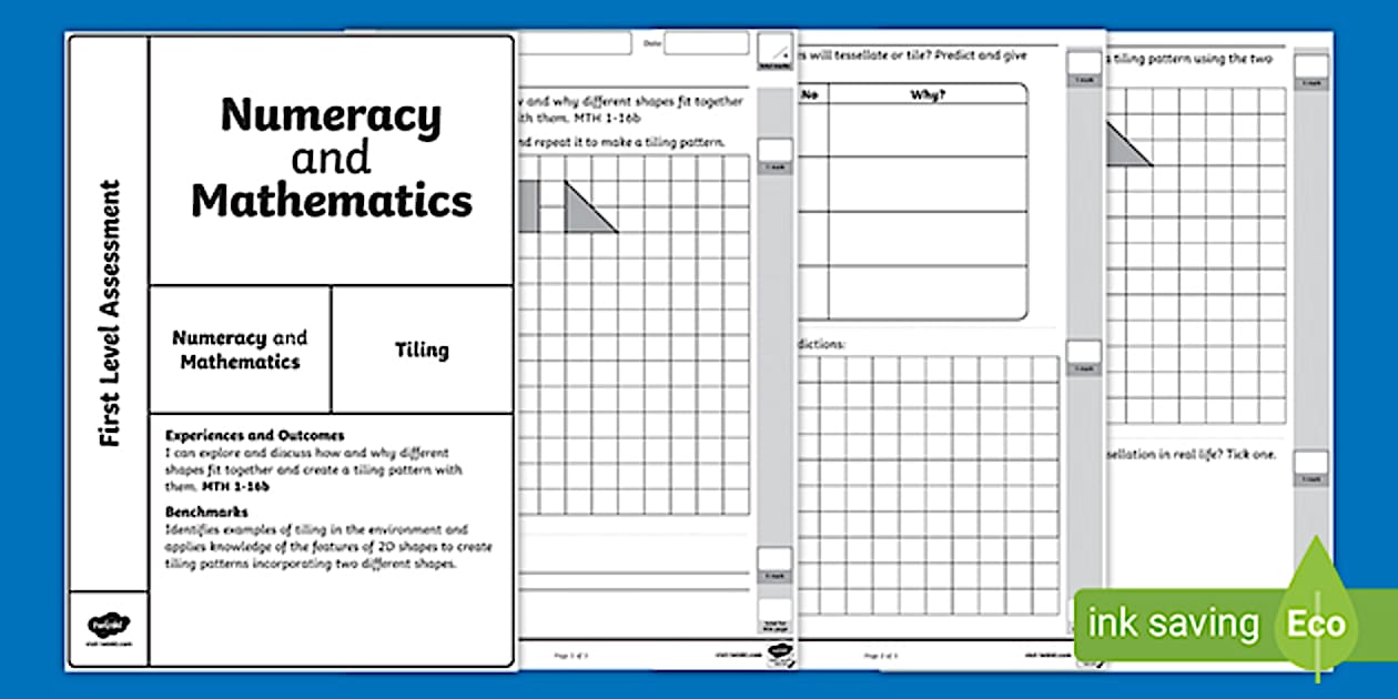First Level Numeracy and Maths Assessment - Tiling - Twinkl