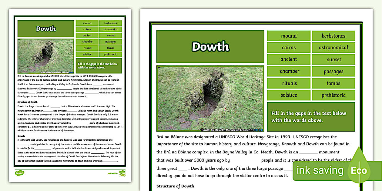 Dowth Cloze Procedure (Teacher-Made) - Twinkl