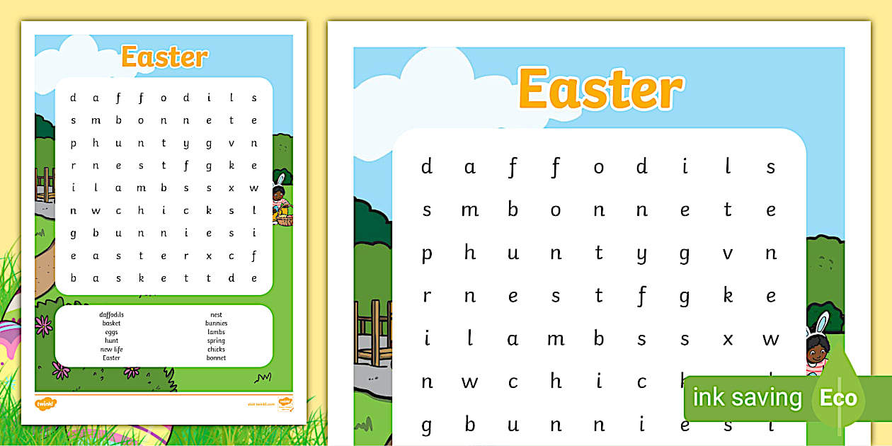 Easter-Themed Word Search - CfE First Level - Twinkl