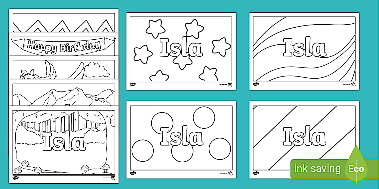 Isla Name Simple Colouring Activity Sheets (teacher made)
