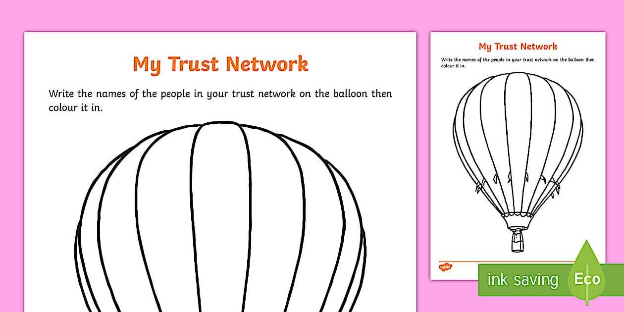 My Trust Network Balloon-Themed Worksheet (teacher made)