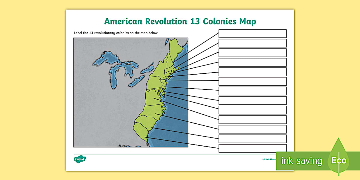 13 Colonies Map Activity | American Revolution - Twinkl