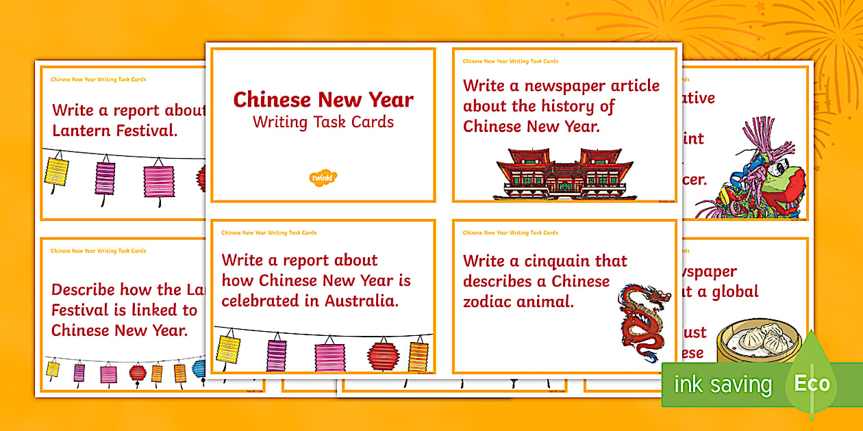 Chinese New Year Writing Task Cards (teacher made) - Twinkl