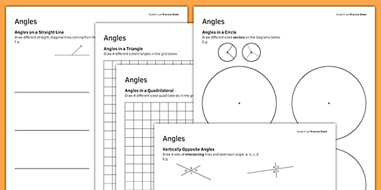 Editable KS3_KS4 Maths Student Led Practice Sheets Angles