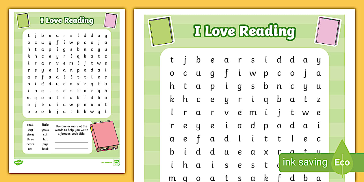 KS1 I Love Reading Word Search (teacher made) - Twinkl