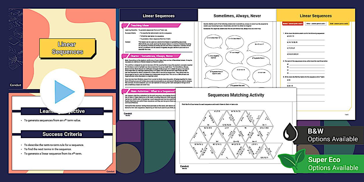 Patterns and Relationships 2: Linear Sequences Resource Pack