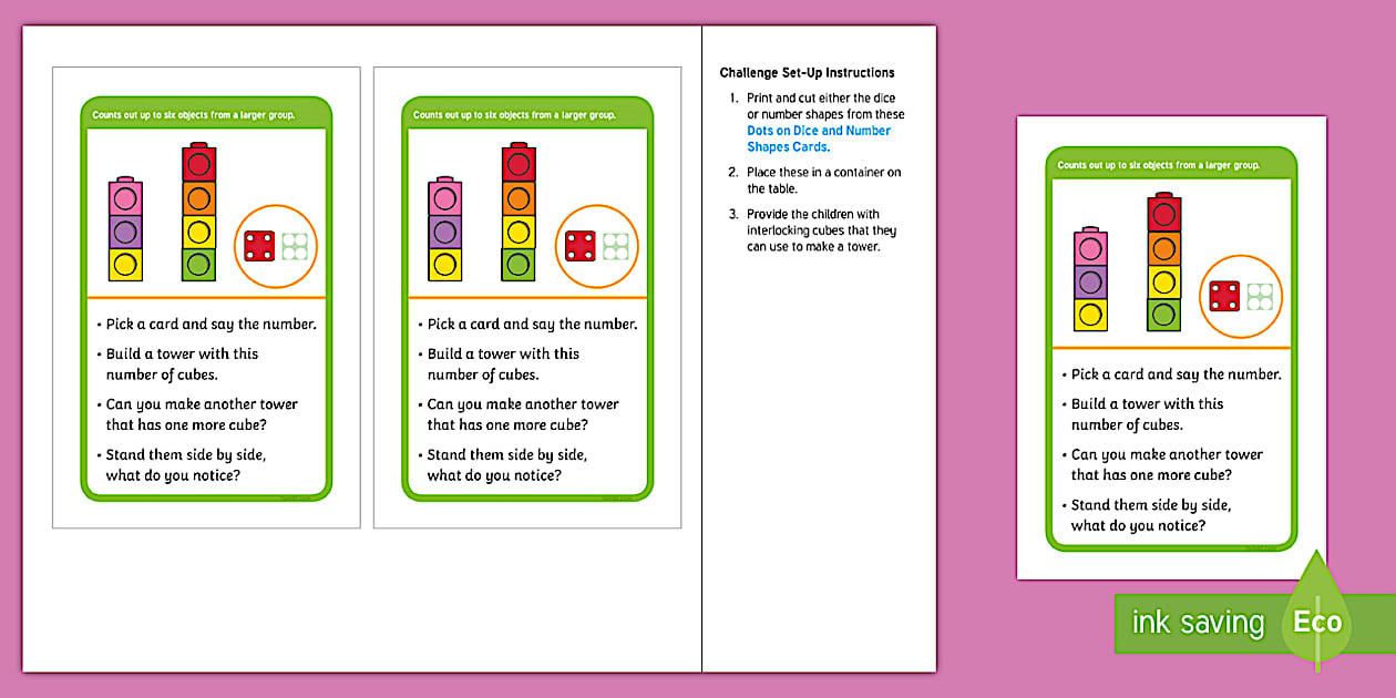 EYFS Maths One More Than Challenge: One More Than Towers IKEA Tolsby ...