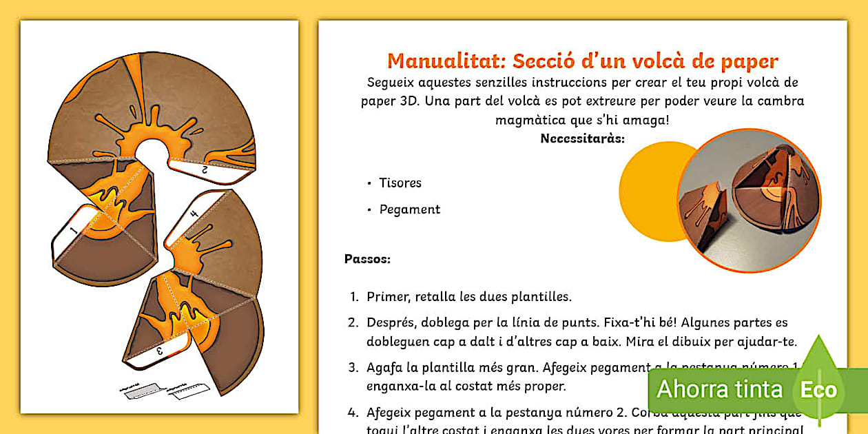 Manualitat: Secció d’un volcà de paper - Català