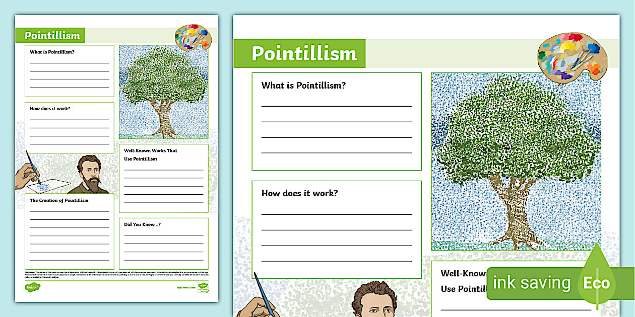 Pointillism Fact File Template (teacher made) - Twinkl