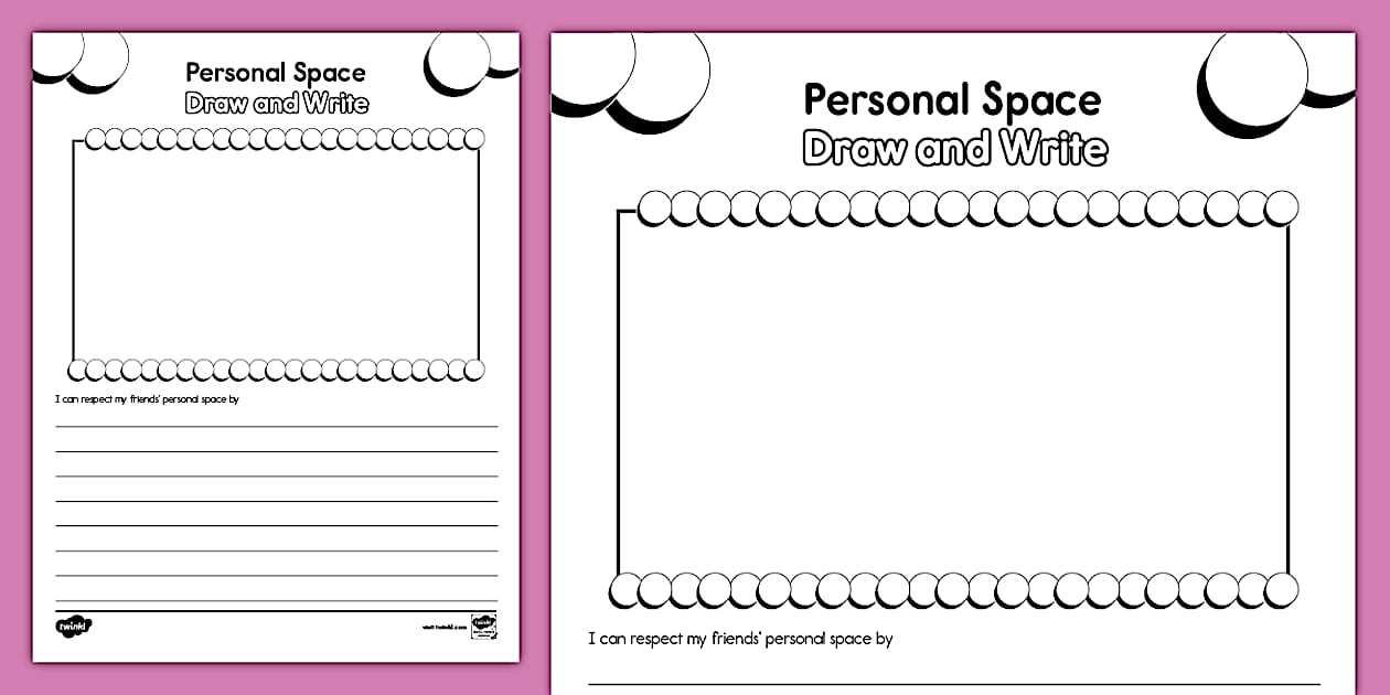 Personal Space Draw and Write Worksheet for K-2nd Grade