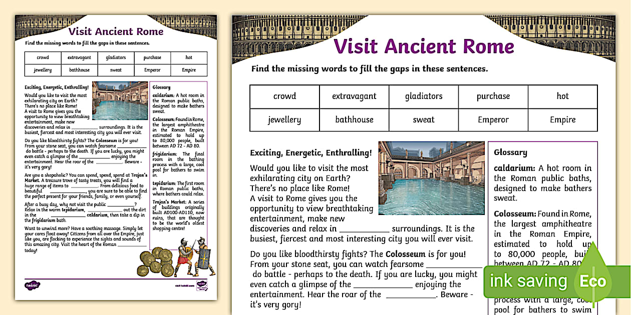 Visit Ancient Rome Cloze Procedure
