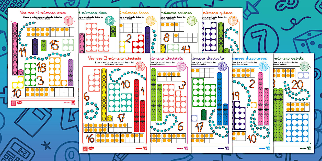 Pack de actividad: Veo veo - Los números del 11 al 20