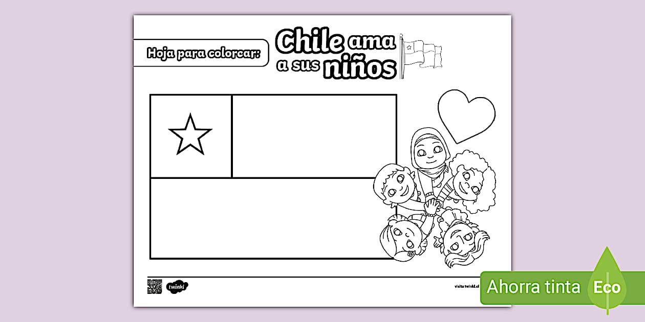 Hoja para colorerar: Chile ama a sus niños - Twinkl