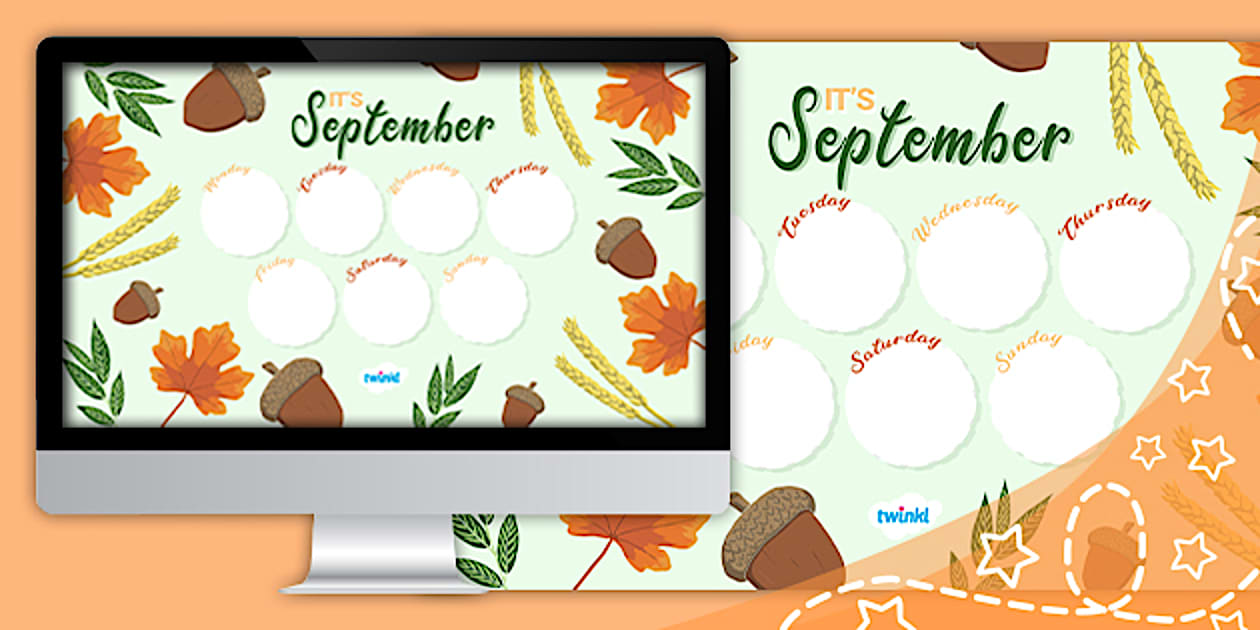 September Weekly Organiser Tablet Screensaver - Twinkl