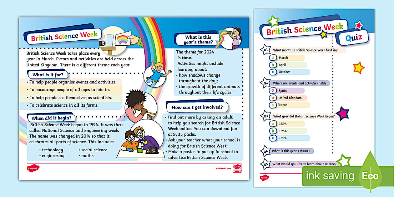 EYFS/KS1 British Science Week 2024 (Time) Fact File and Quiz