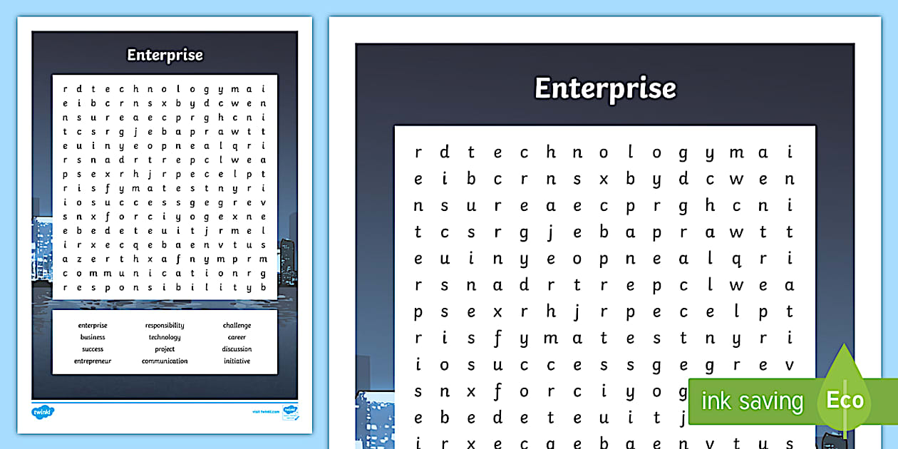 Enterprise Business Studies Word Search (teacher made)