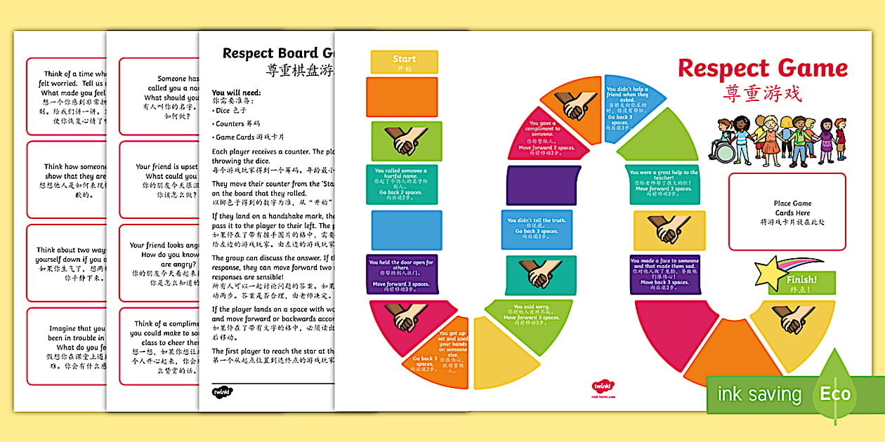 Respect Board Game -English/Mandarin Chinese (Teacher-Made)