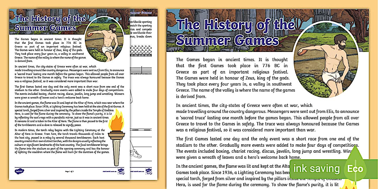 The Greek Olympics Fact File | Primary resources | Twinkl