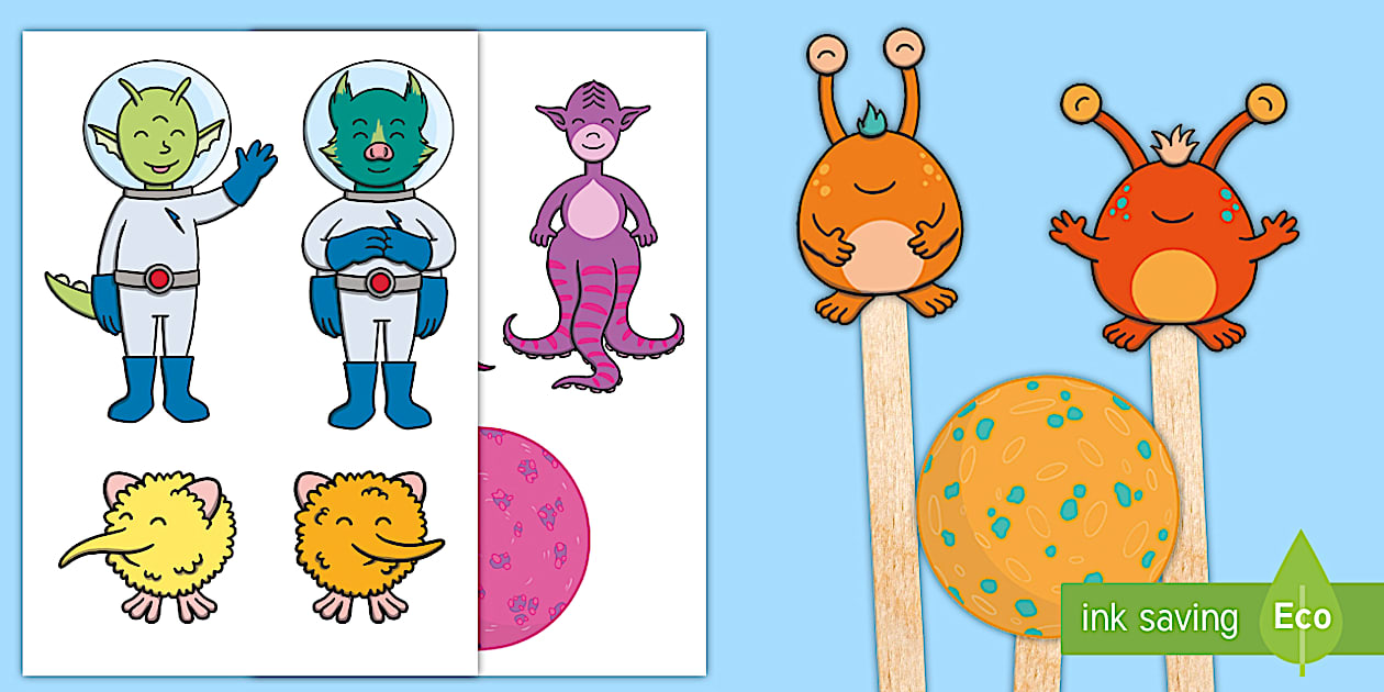 Phonics Screening Galaxy Stick Puppets (teacher made)