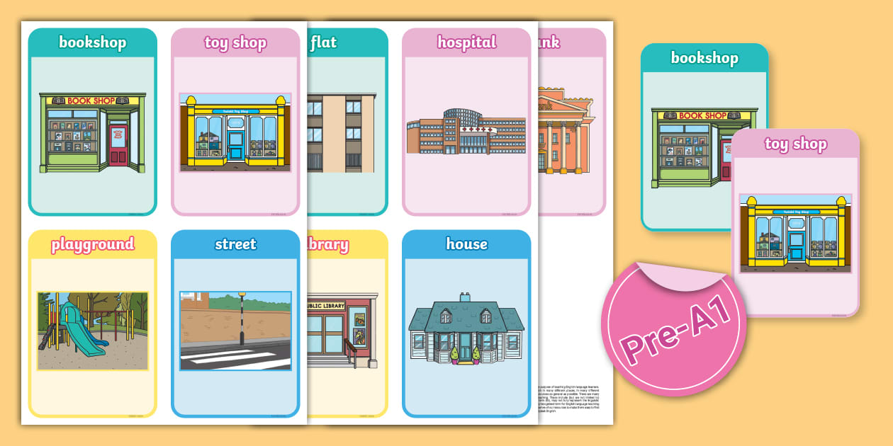 ESL English for Beginners: My Town Flashcards [Pre-A1]