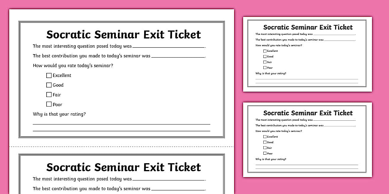 Socratic Seminar Exit Ticket for 6th-8th Grade