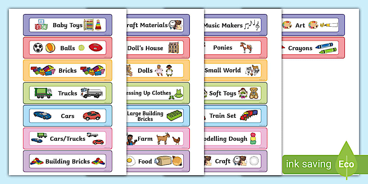 👉 Toy Box Labels - Printable | Classroom Toys Organisation