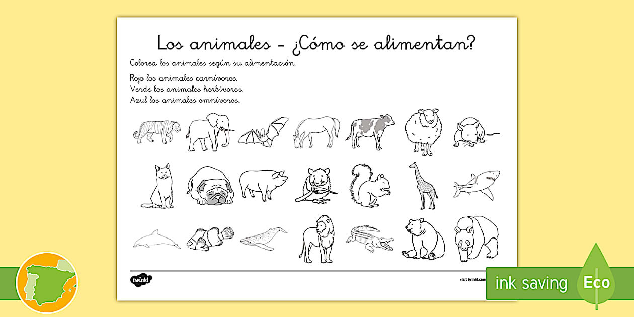 Ficha de actividad: ¿Cómo se alimentan? - Los animales