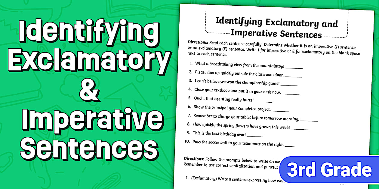 Identifying Exclamatory and Imperative Sentences Worksheet