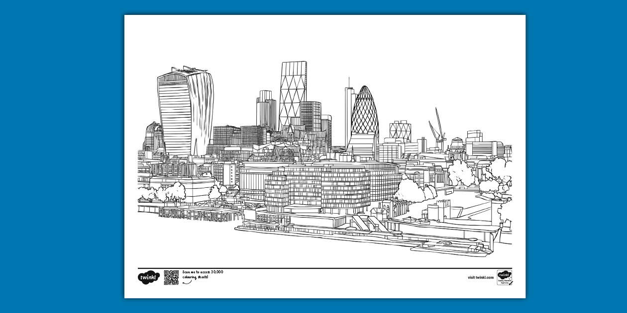 London City Outline Colouring Page | Twinkl (teacher made)