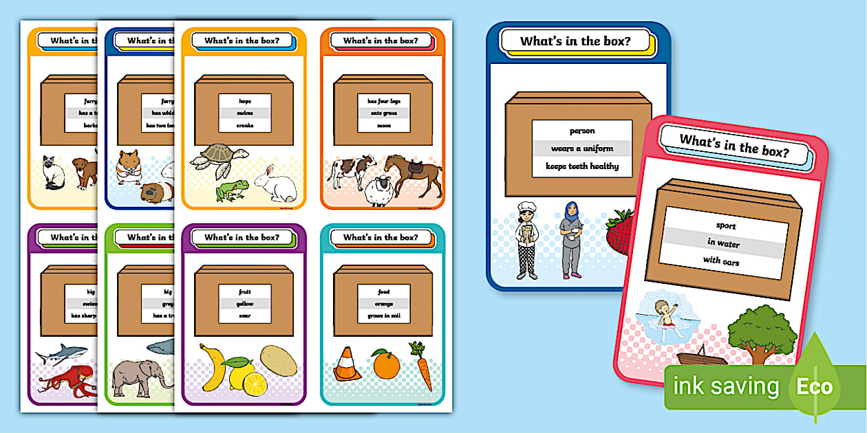 Editable 'What's In the Box?' Drawing Inferences Activity Cards