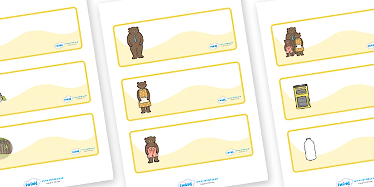Goldilocks and the Three Bears editable Drawer, Peg, Name Labels