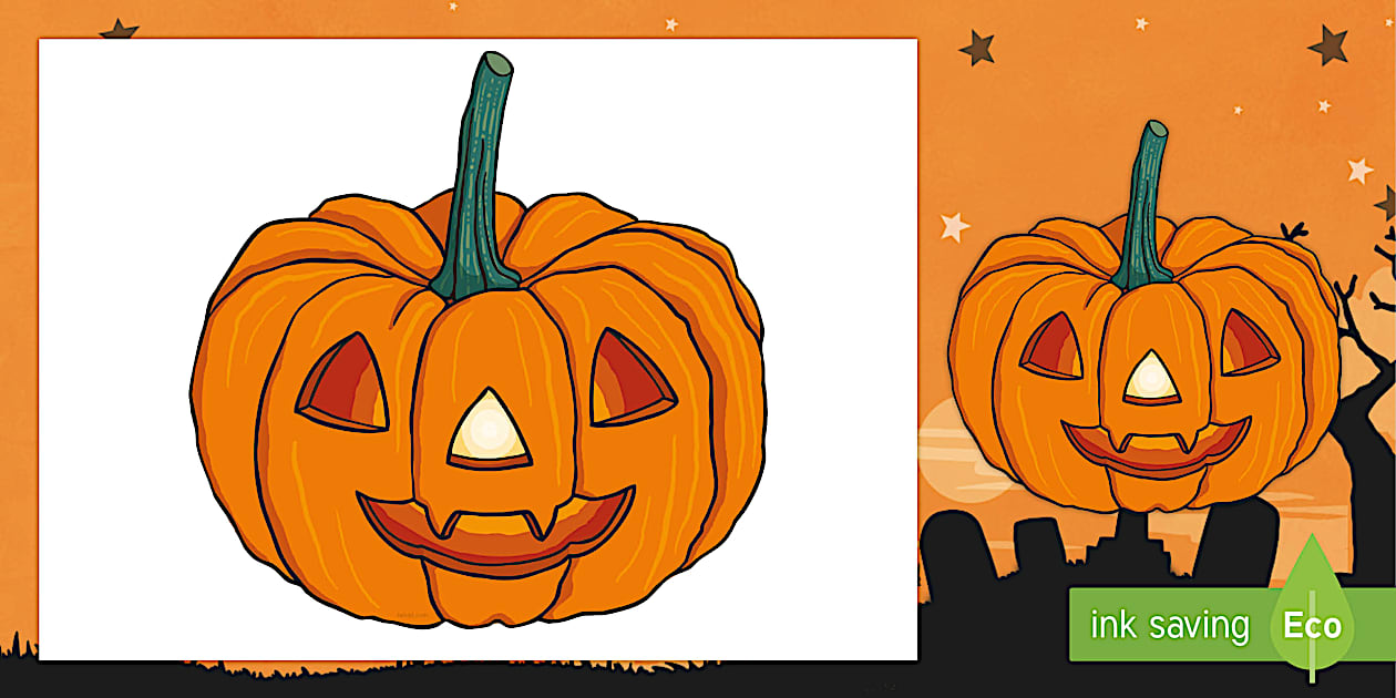 Editable Halloween Jack 'o' Lantern Pumpkin (A4)