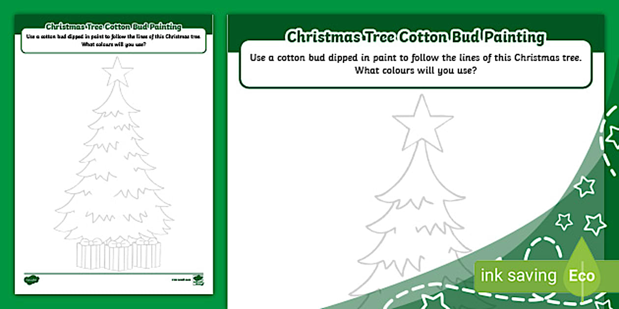 Christmas Tree Cotton Bud Painting